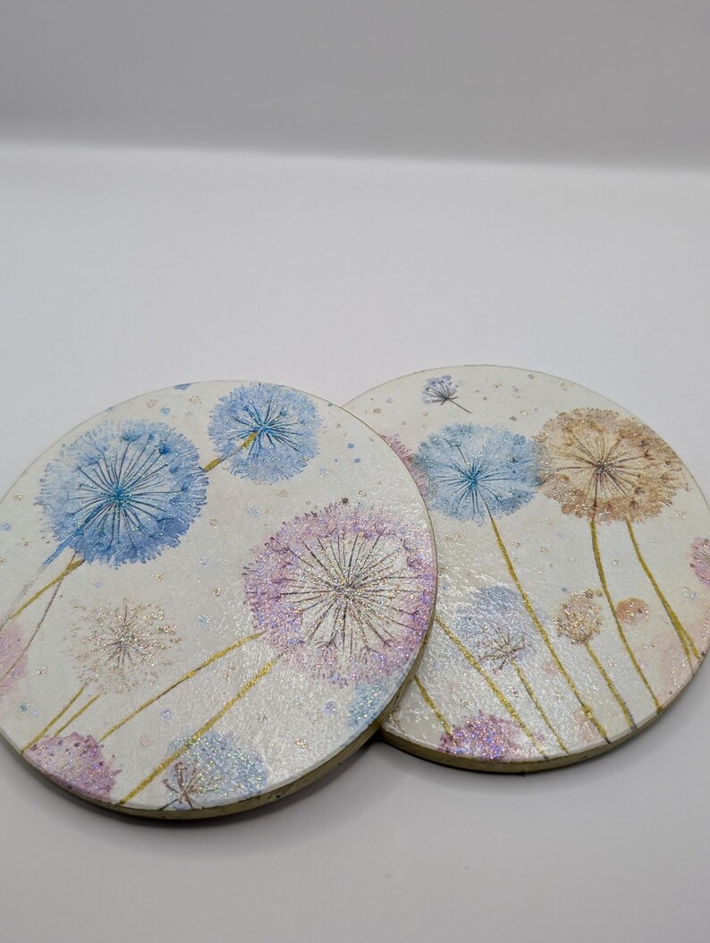 Dandelion Ceramic Coaster - Botanical Drink Coaster, Nature Inspired ...