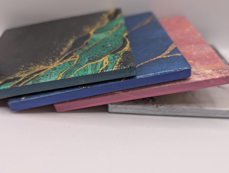 Marble Effect Coaster Pairs - Modern Ceramic Drink Coaster, Minimalist ...