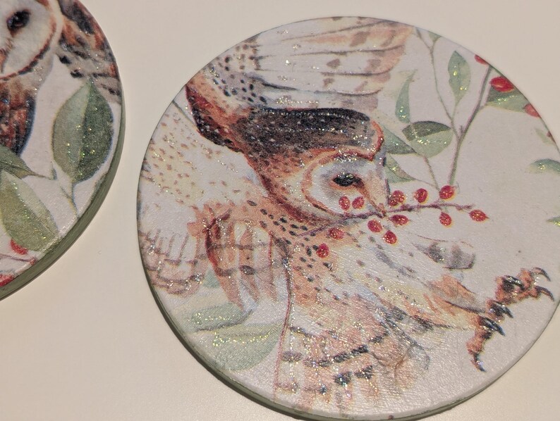 Owl Coaster - Flying Owl Ceramic Coaster, Woodland Animal Decor - Etsy UK