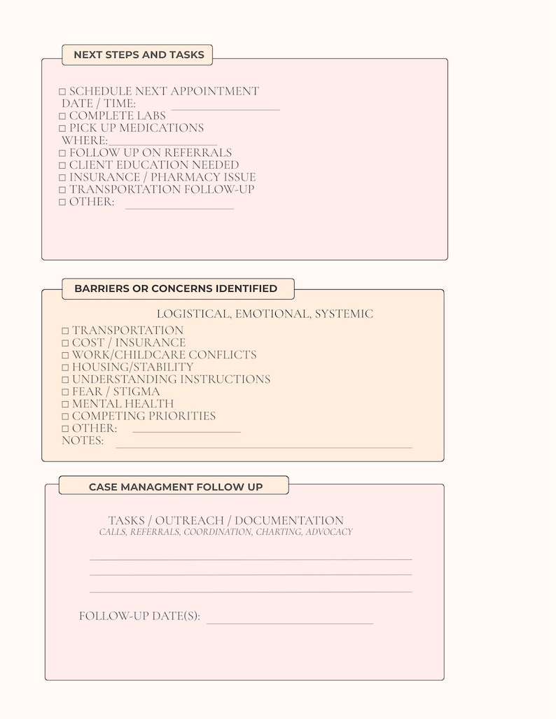 Medical Appointment Follow-up Sheet | Case Manager Printable (canva ...