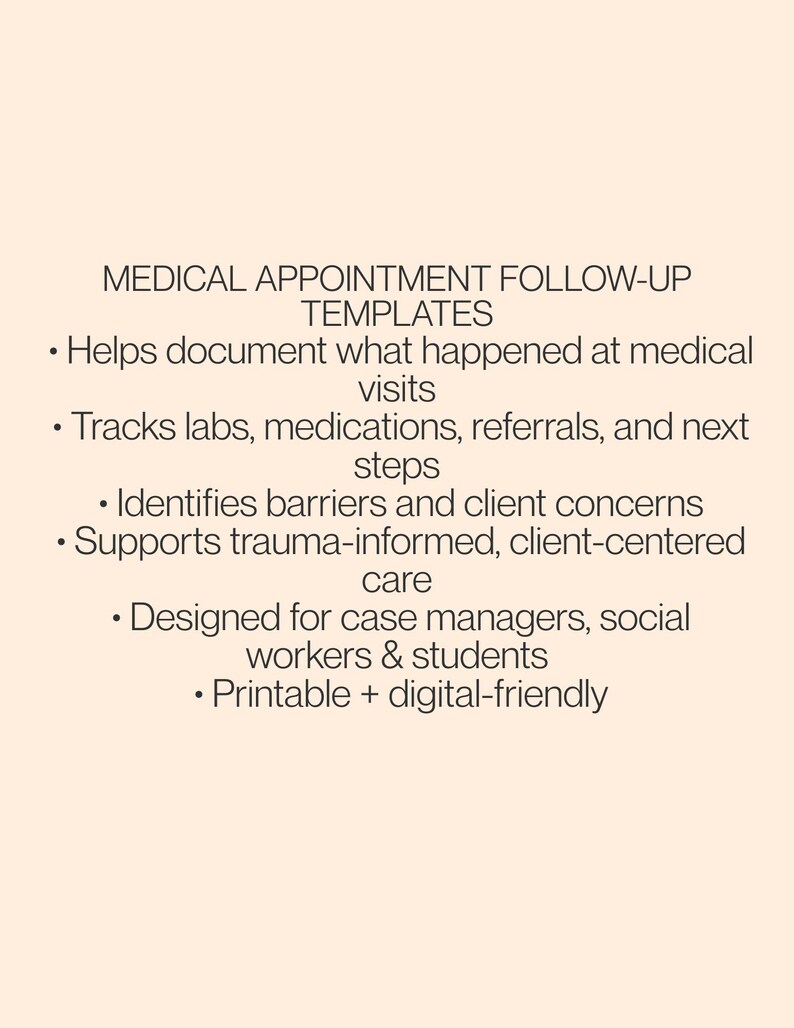 Medical Appointment Follow-up Sheet | Case Manager Printable (canva ...
