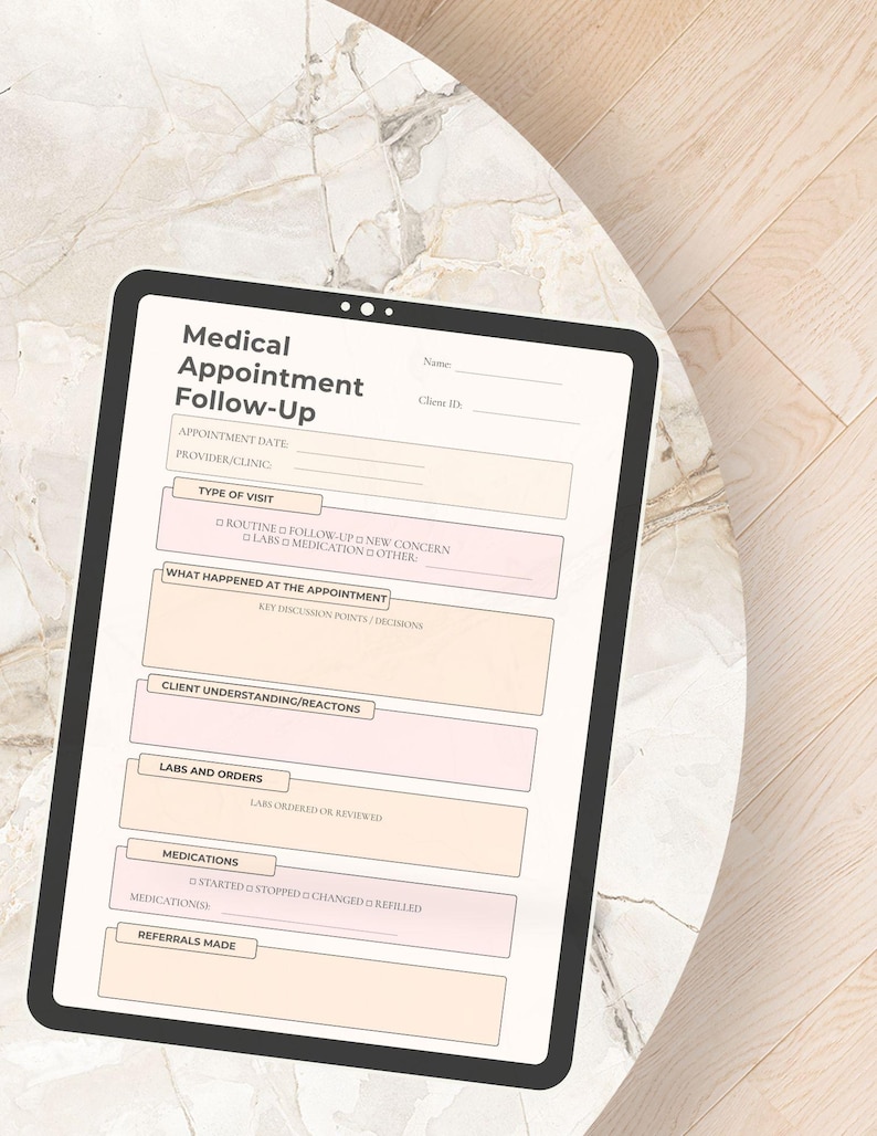 Medical Appointment Follow-up Sheet | Case Manager Printable (canva ...