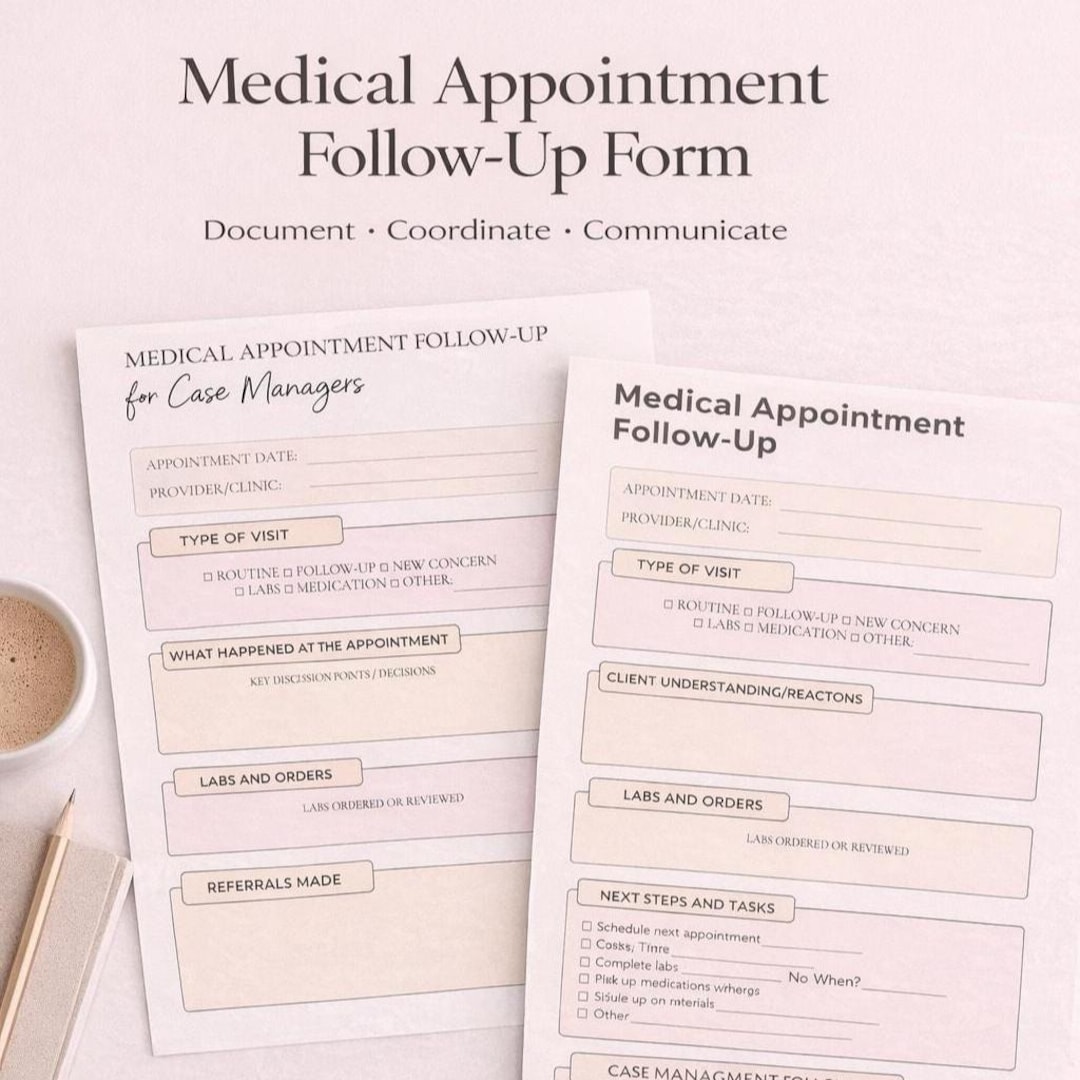 Medical Appointment Follow-up Sheet | Case Manager Printable (canva ...