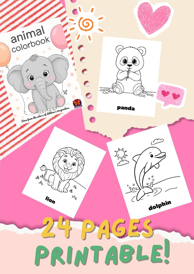 Cute Coloring Pages for Kids Book Activity - 24 Printable Coloring ...