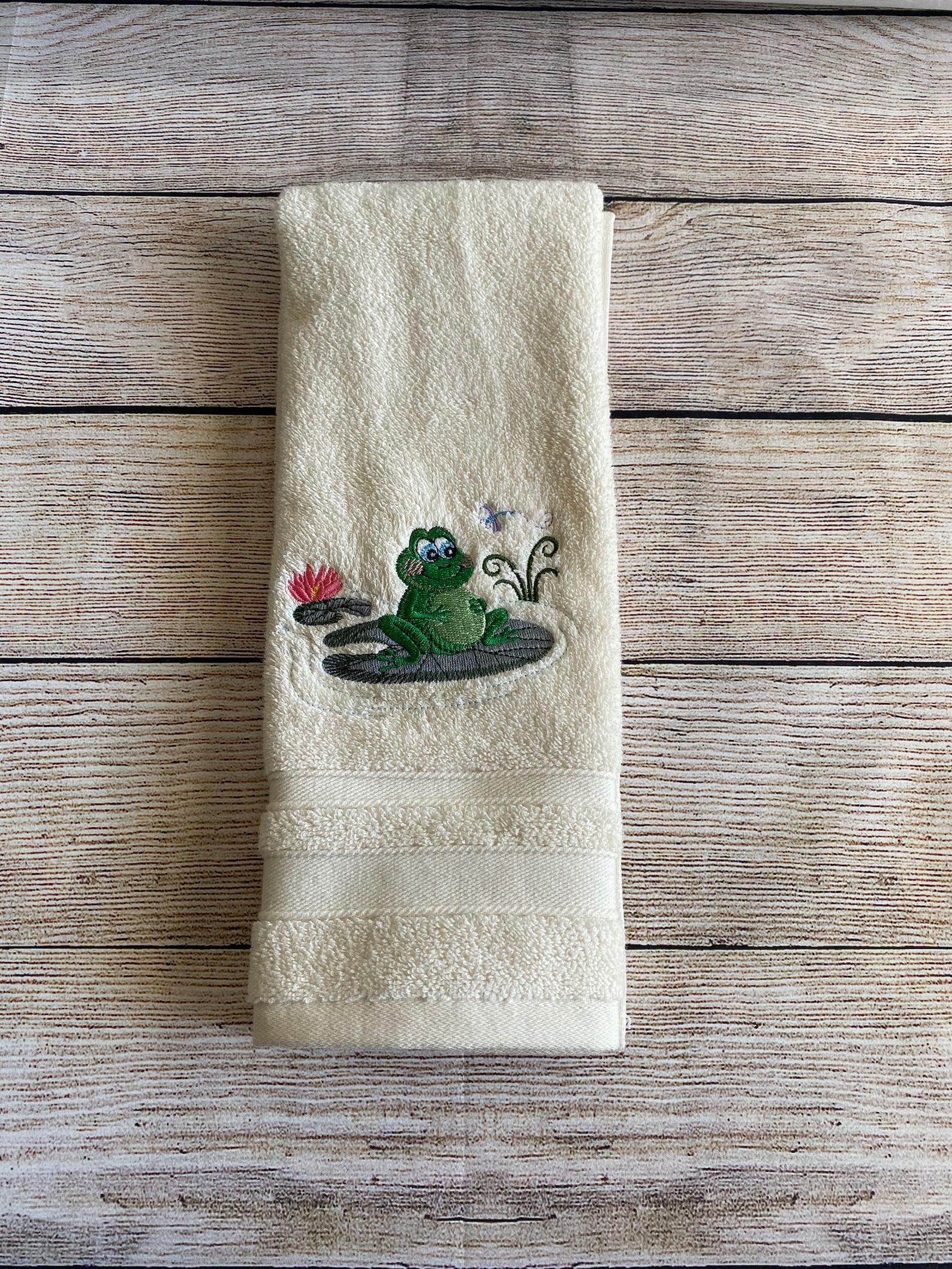 Frog Embroidered Hand Towel or Washcloth - Etsy