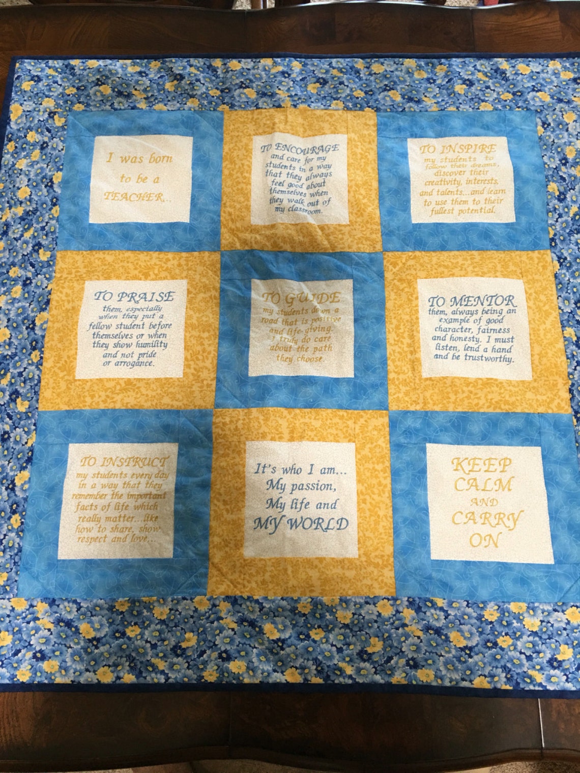 Teacher Inspired Thank You Hanging or Lap Quilt | Etsy