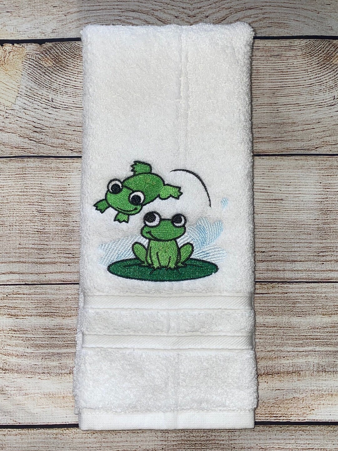 Jumping Frog Embroidered Hand Towel or Washcloth - Etsy