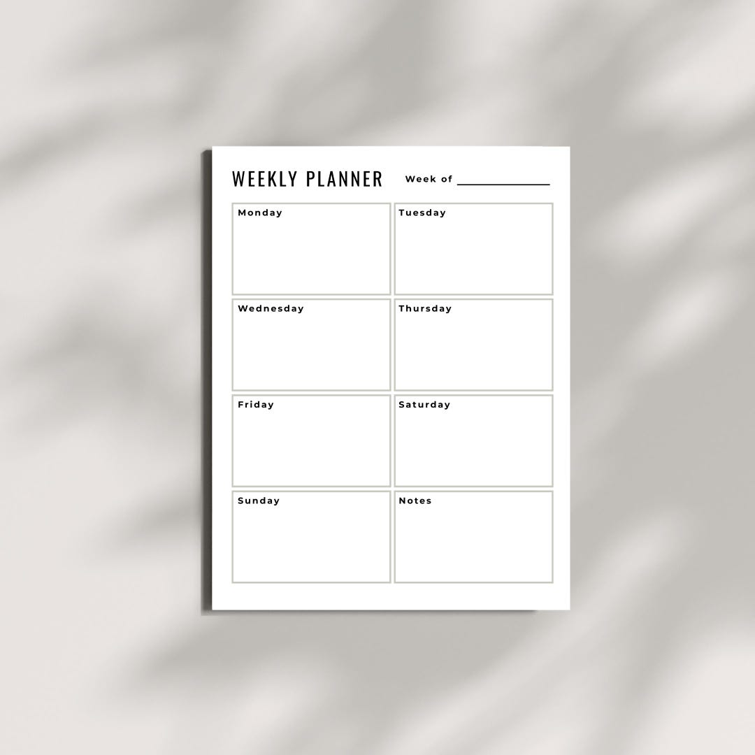Minimal Weekly Planner - Digital Download - Version 03 - Etsy