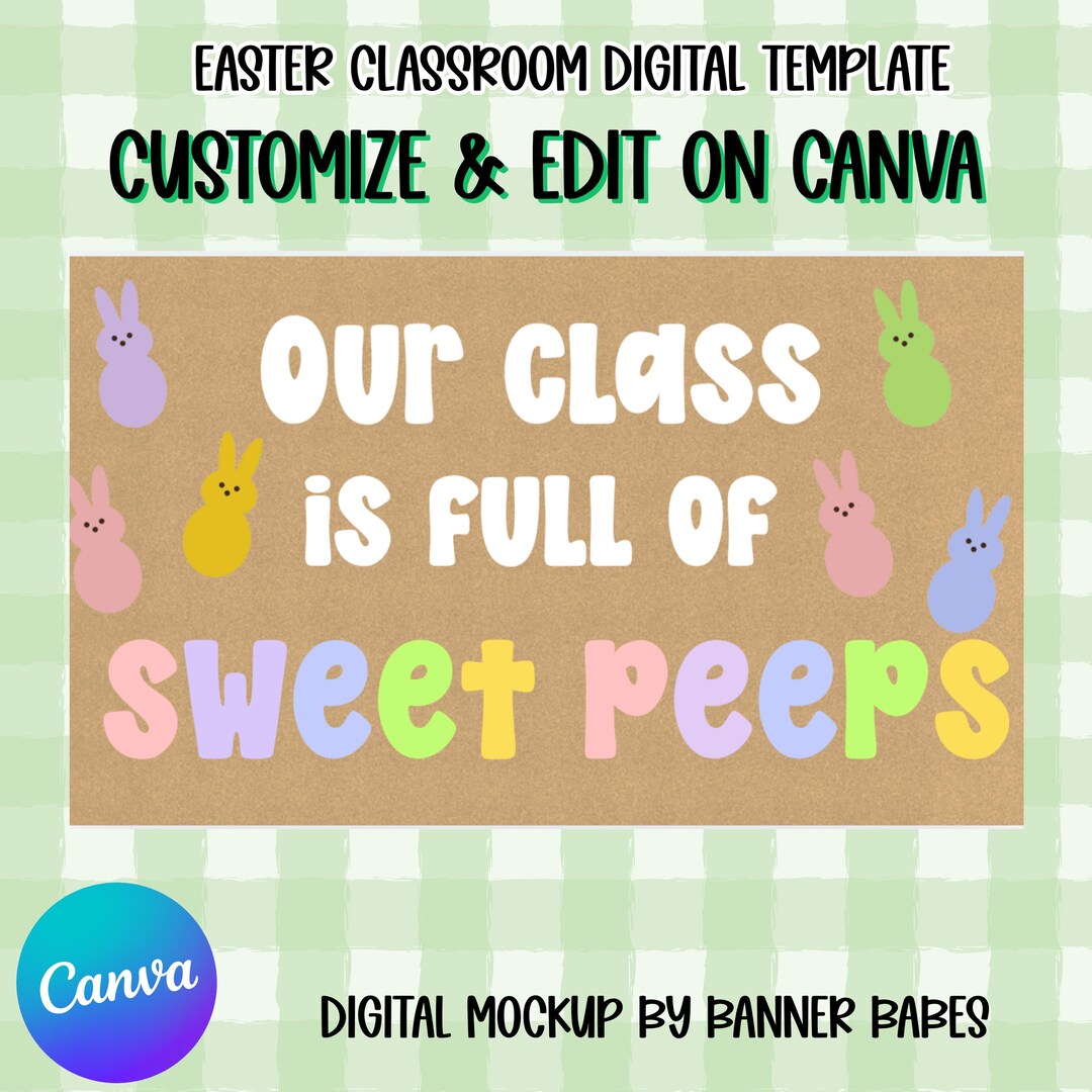 Easter Classroom Banner Template | Digital Canva Download - Etsy