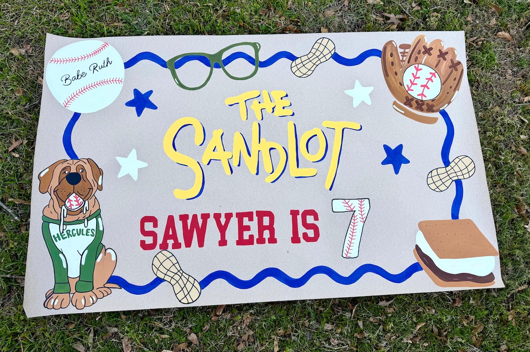 Sandlot Painted Birthday Banner | Baseball Banner | Party Backdrop - Etsy