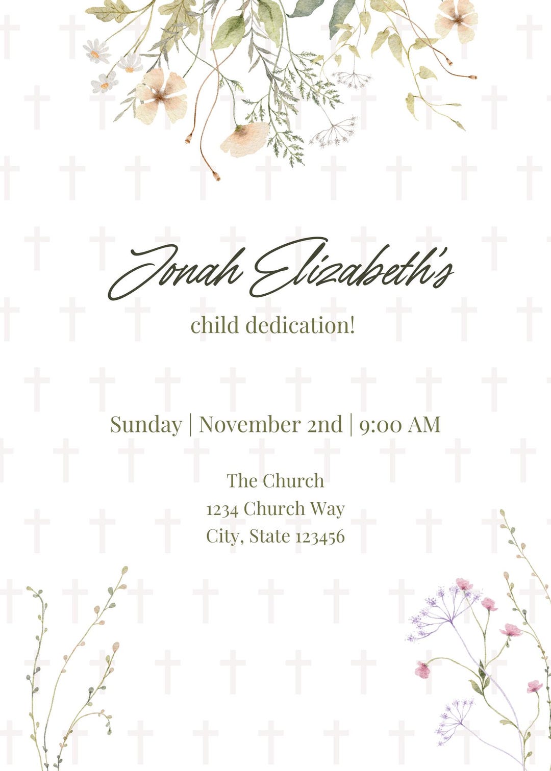 Child Dedication Invitation Template - Etsy