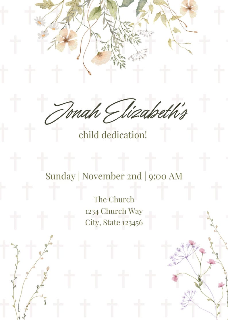 Child Dedication Invitation Template - Etsy
