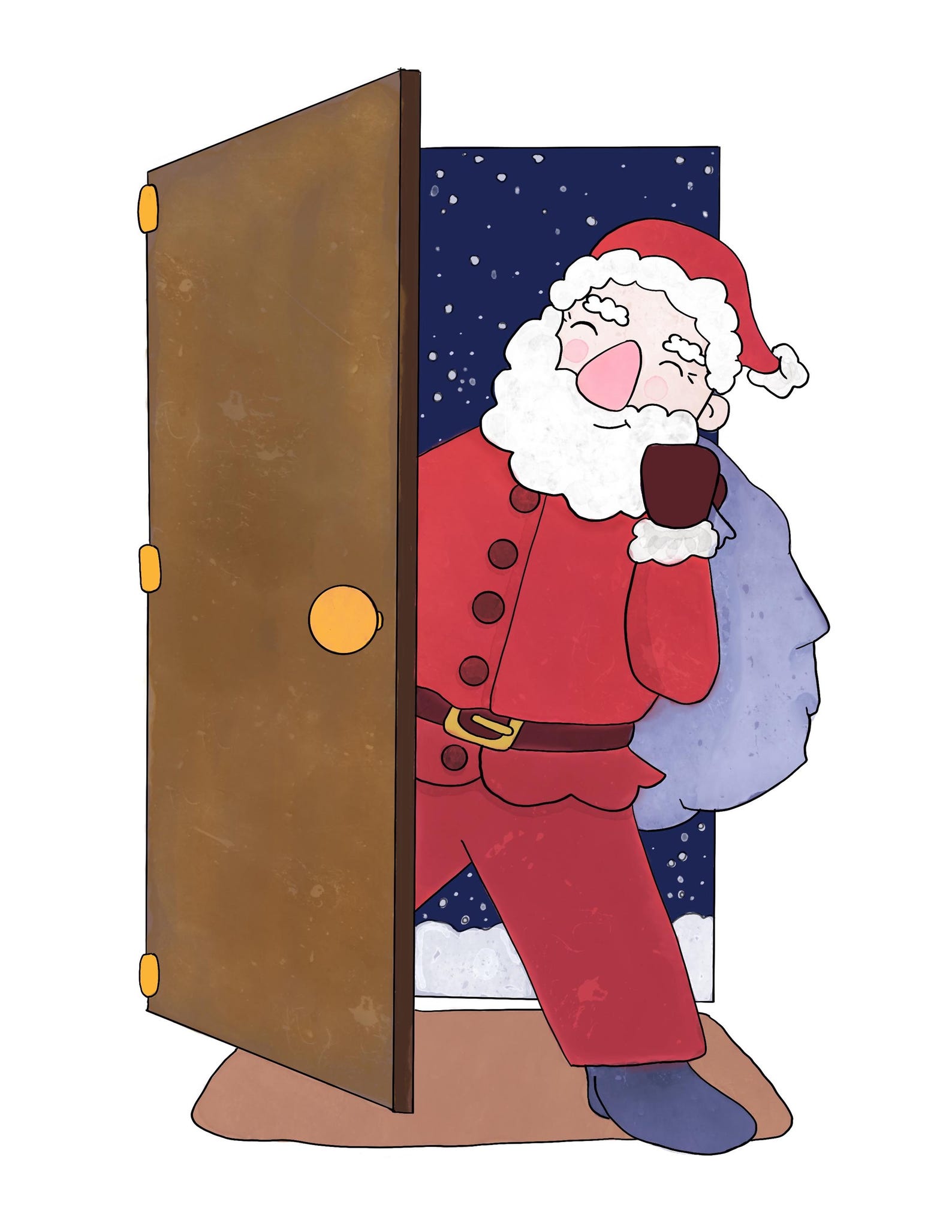 Santa Leaving, Santa Coloring Page for the Holidays - Etsy
