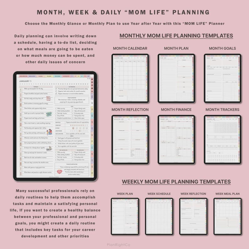 Planner for Busy Moms, SAHM Digital Download, Mother's Day Gift ...