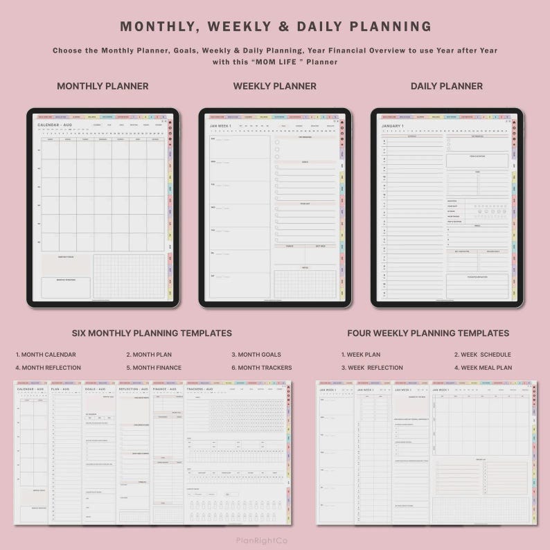 Planner for Busy Moms, SAHM Digital Download, Mother's Day Gift ...