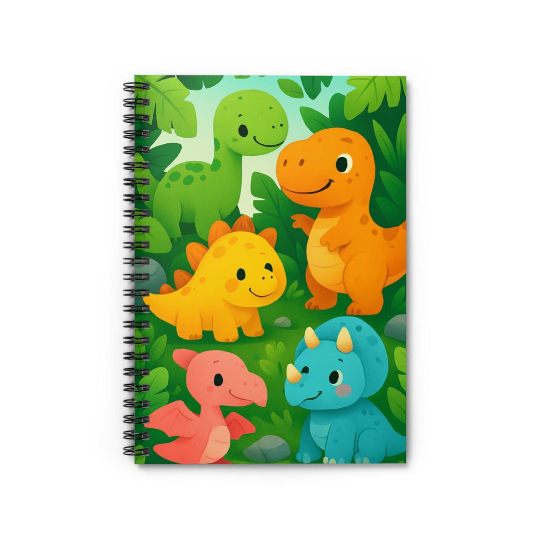 Cute Cartoon Dinosaurs Spiral Notebook | Ruled Lined Journal - Etsy