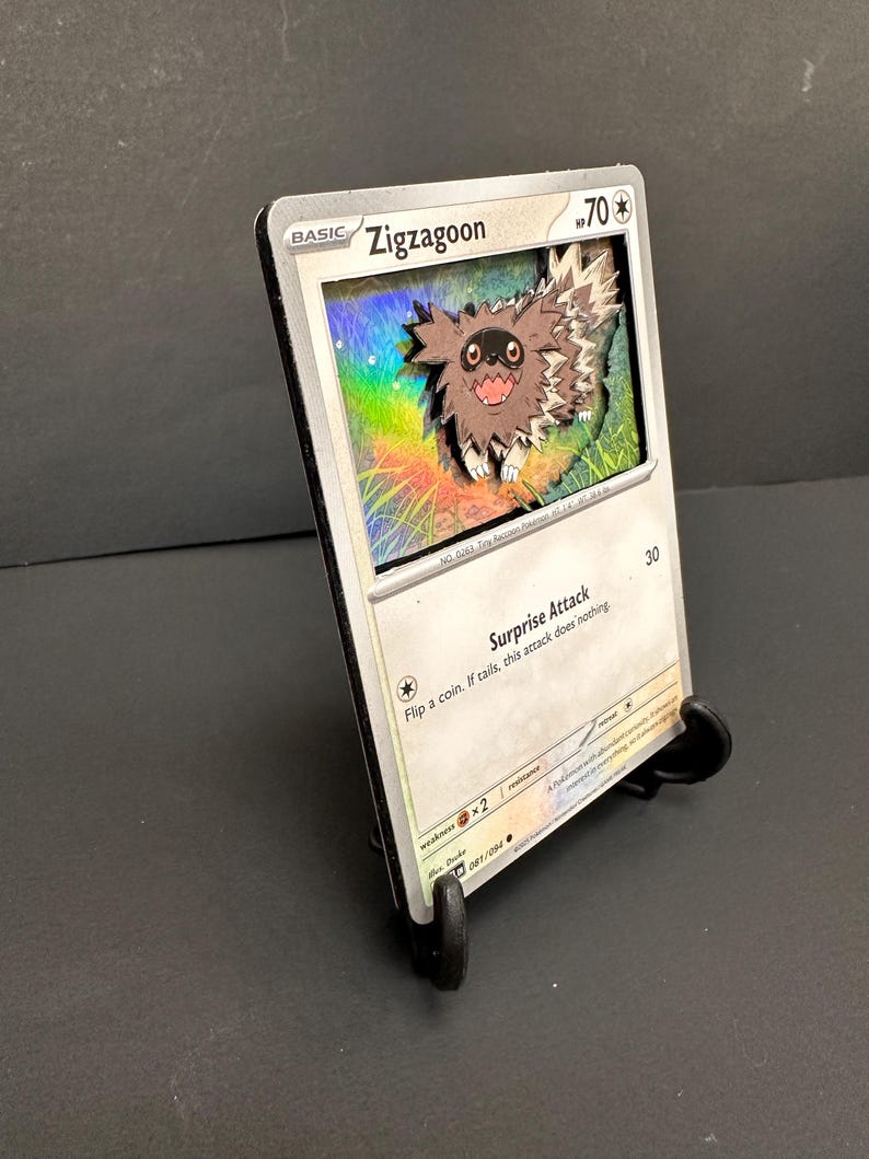 Custom 3D Shadowbox Zigzagoon Authentic Pokemon Trading Card Game With ...
