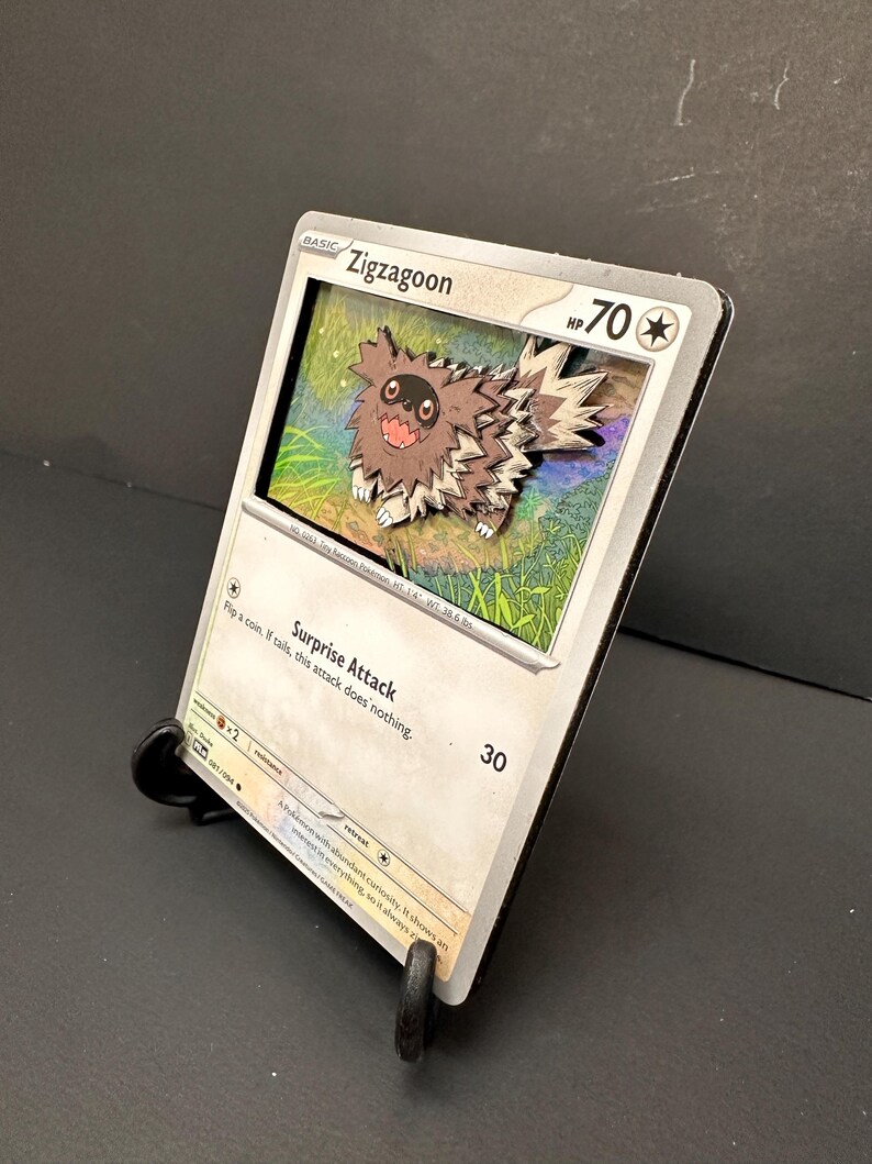 Custom 3D Shadowbox Zigzagoon Authentic Pokemon Trading Card Game With ...