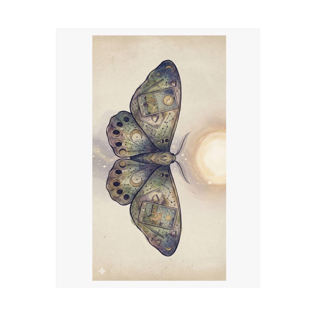 Vintage Moth Illustration Satin Poster | Butterfly Art Print, Botanical ...