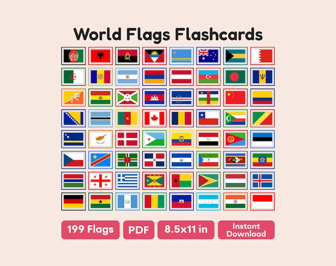 Printable World Country Flags for Kids Learning, 195 Countries ...