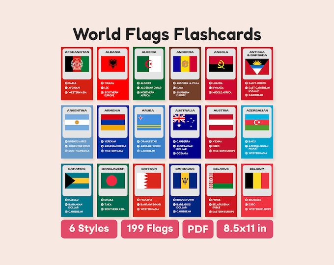 Printable World Country Flags for Kids Learning, 195 Countries ...