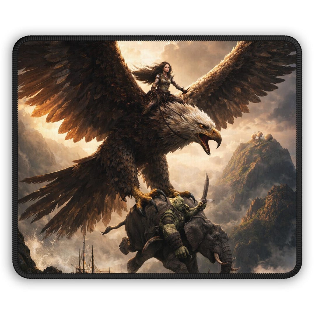 Valkyrie on Giant Eagle Gaming Mouse Pad | Fantasy Battle Art - Etsy