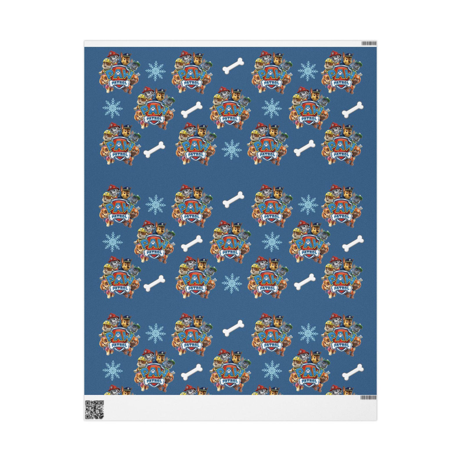 Festive Paw Patrol Crest Wrapping Paper | Dog Bones Snowflake Pattern ...