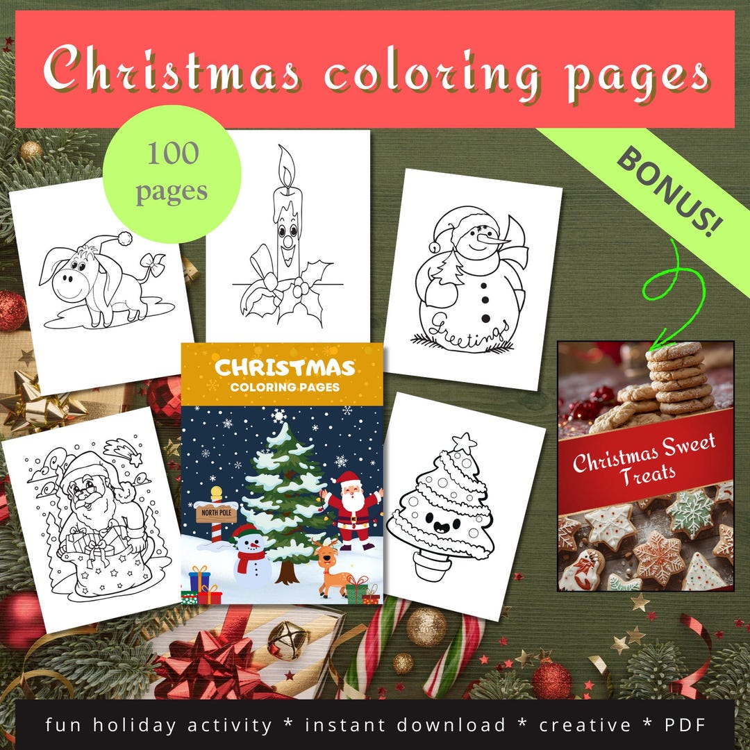 100 Christmas Coloring Pages Printable, Kids & Adults Holiday Coloring ...