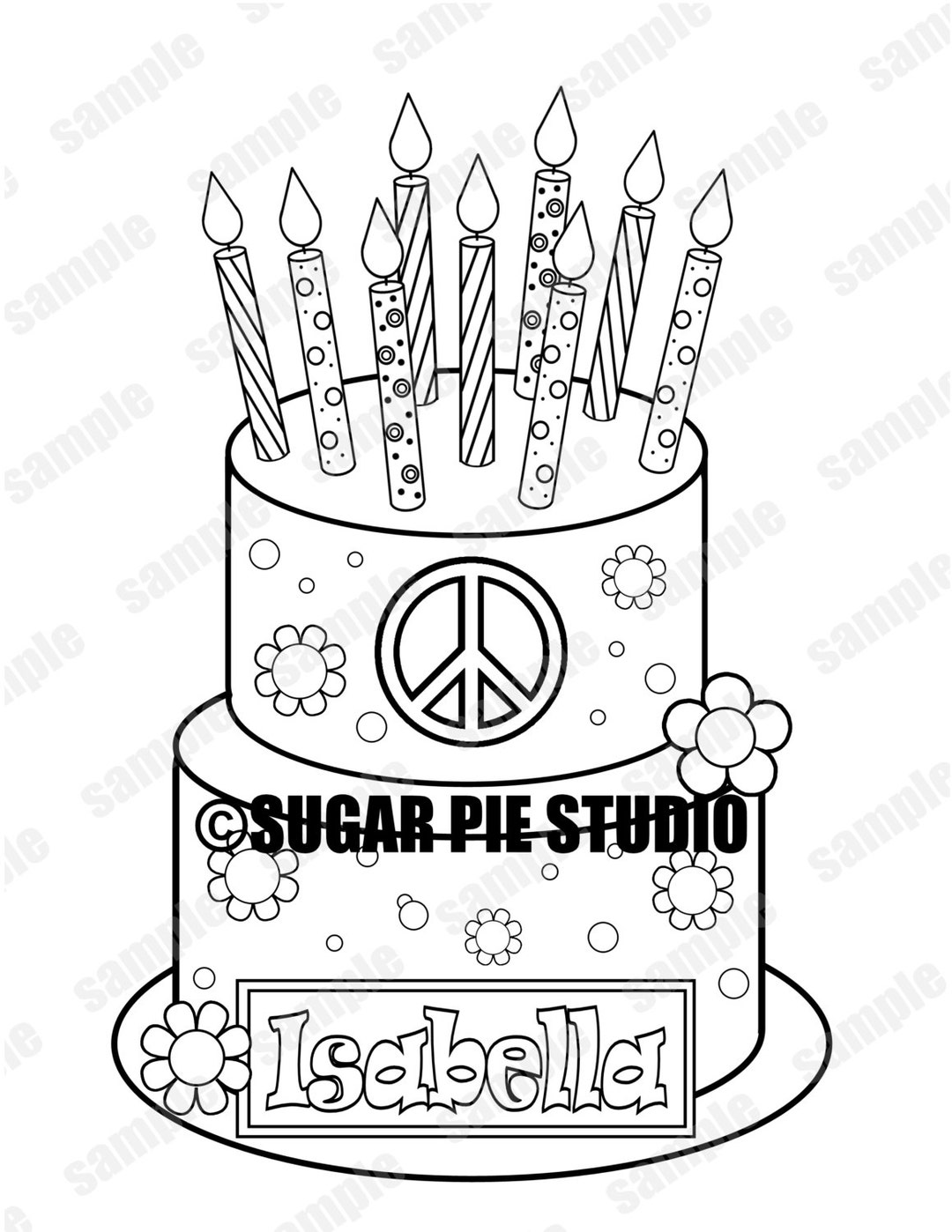 Personalized Peace Coloring Page Birthday Party Favor Colouring ...