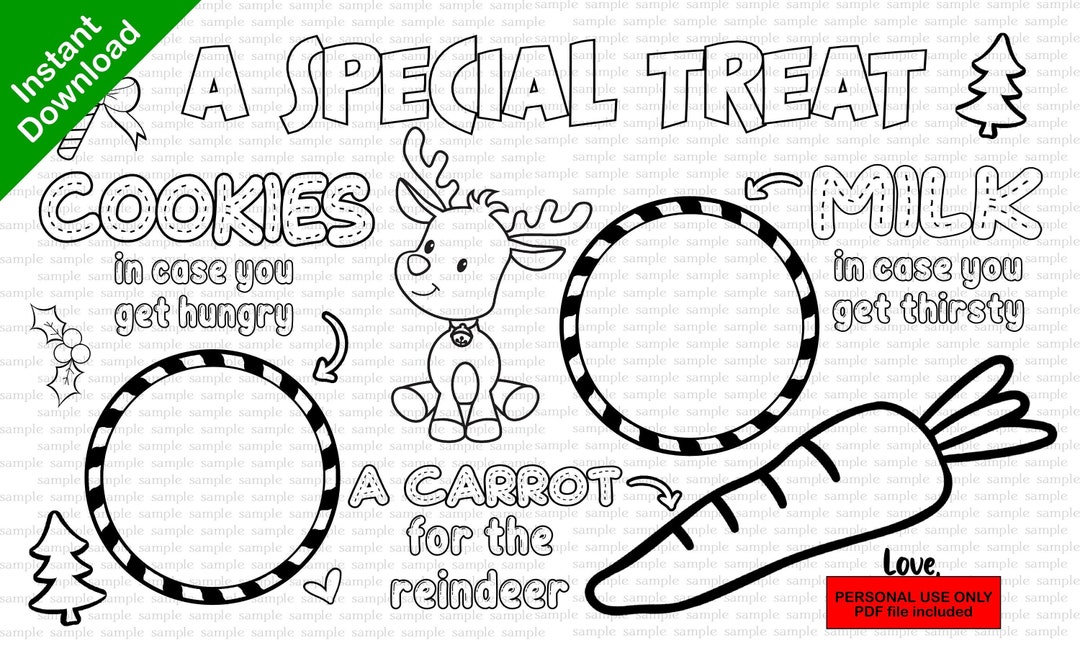 Cookies for Santa - Placemat - Coloring Page - Colouring Sheet ...