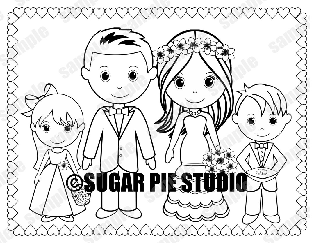 WEDDING COLORING Page - Pages - Kids Table Activity Favor - Colouring ...