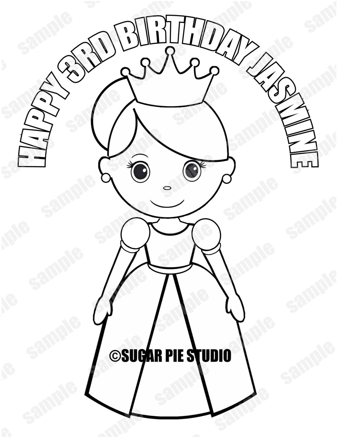 Personalized Princess Coloring Page Birthday Party Favor Colouring ...
