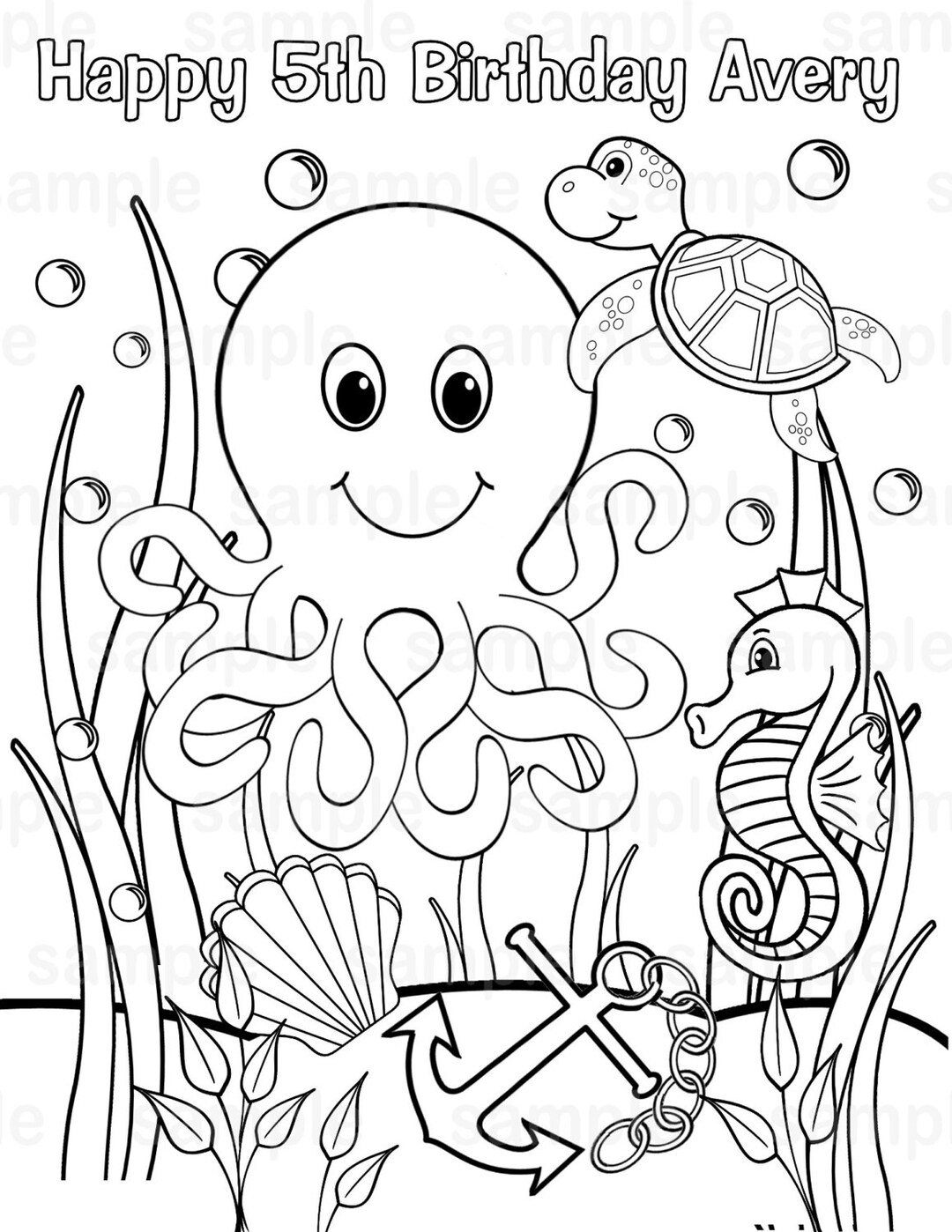 Personalized Under the Sea Coloring Page Birthday Party Favor Colouring ...