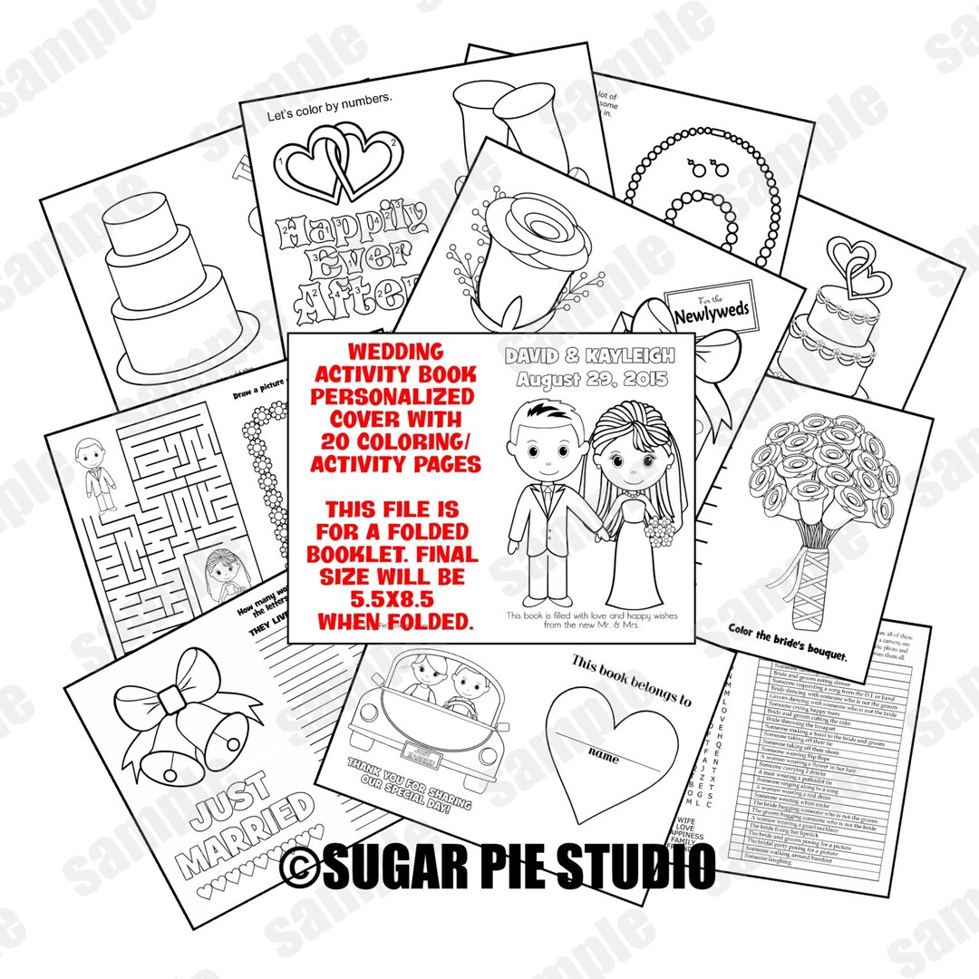 Wedding Coloring Activity Book Printable Personalized Favor Kids 5.5x8 ...
