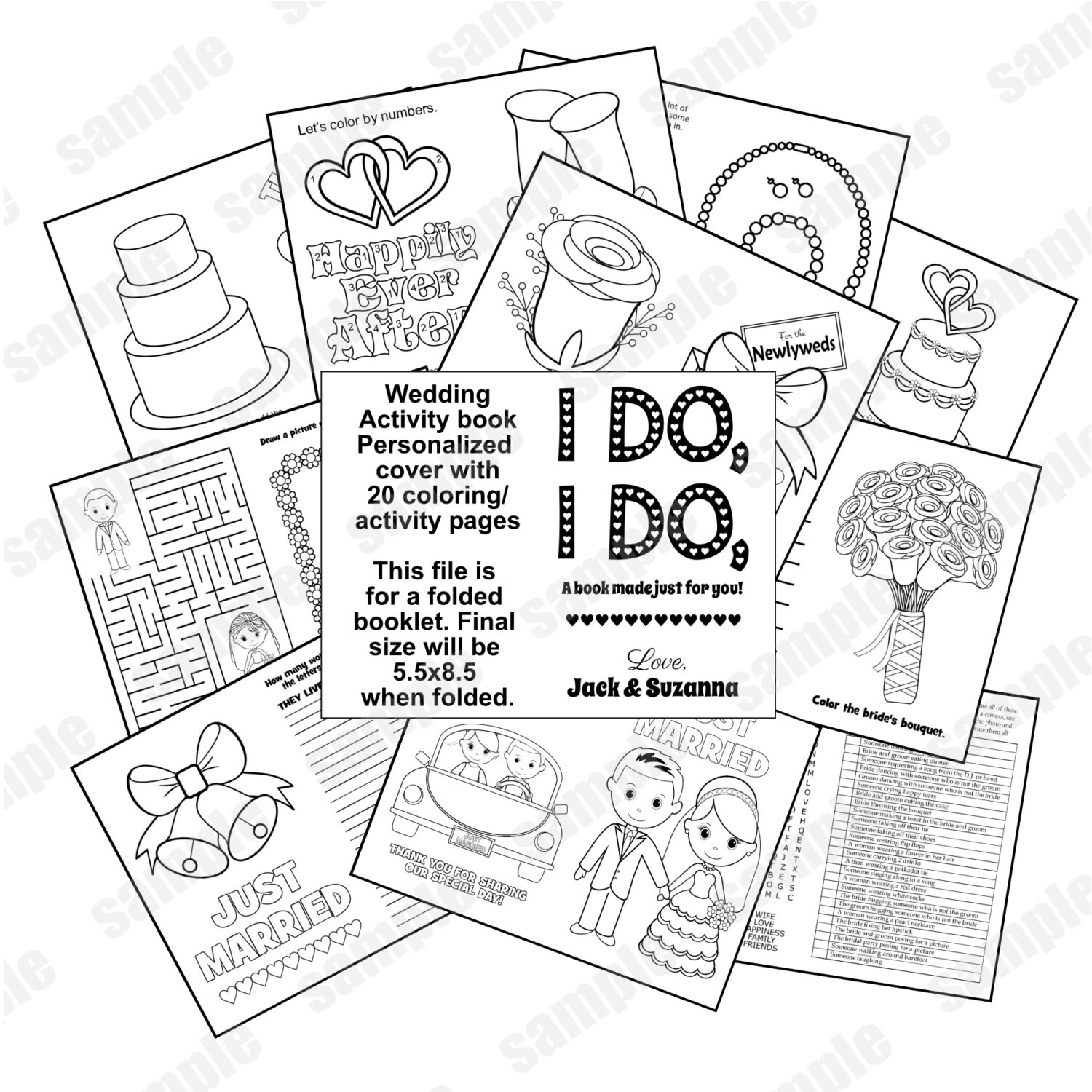 Wedding coloring book activity Reception childrens Favor Kids | Etsy