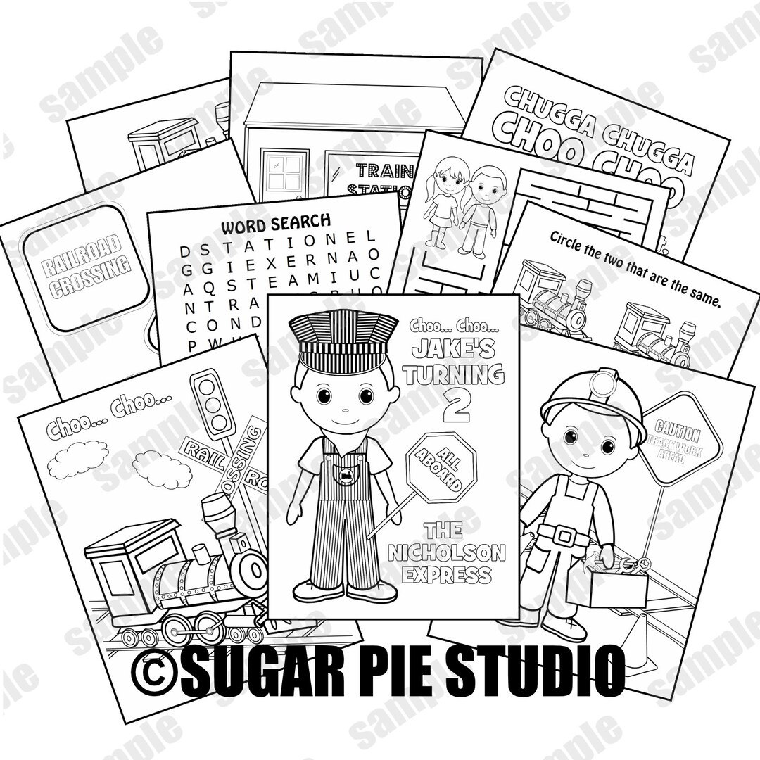 Train Birthday Party Favor Coloring Book Gift Personalized Printable ...