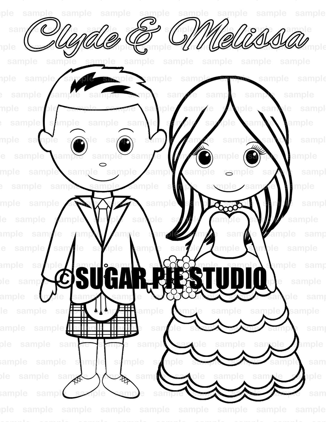 Kilt Wedding Coloring Page Activity Personalized Printable PDF or JPEG ...