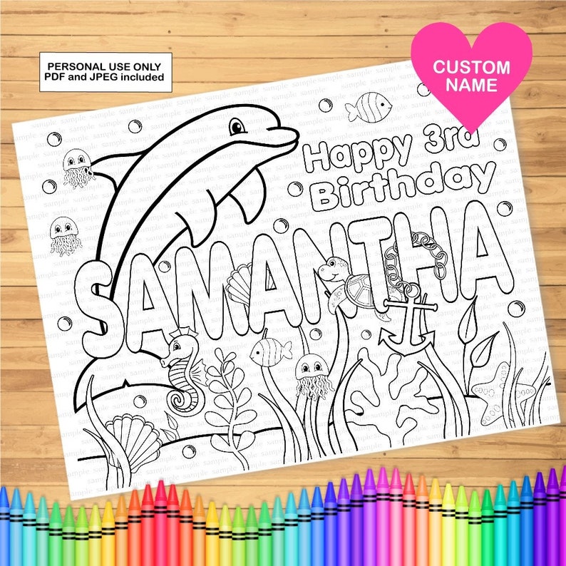 Custom Name Coloring Page Digital File Kids Activity Colouring - Etsy