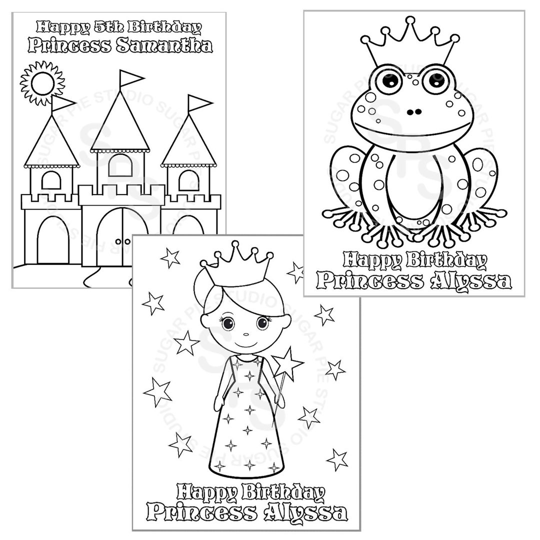Personalized Princess Coloring Page Birthday Party Favor Colouring ...