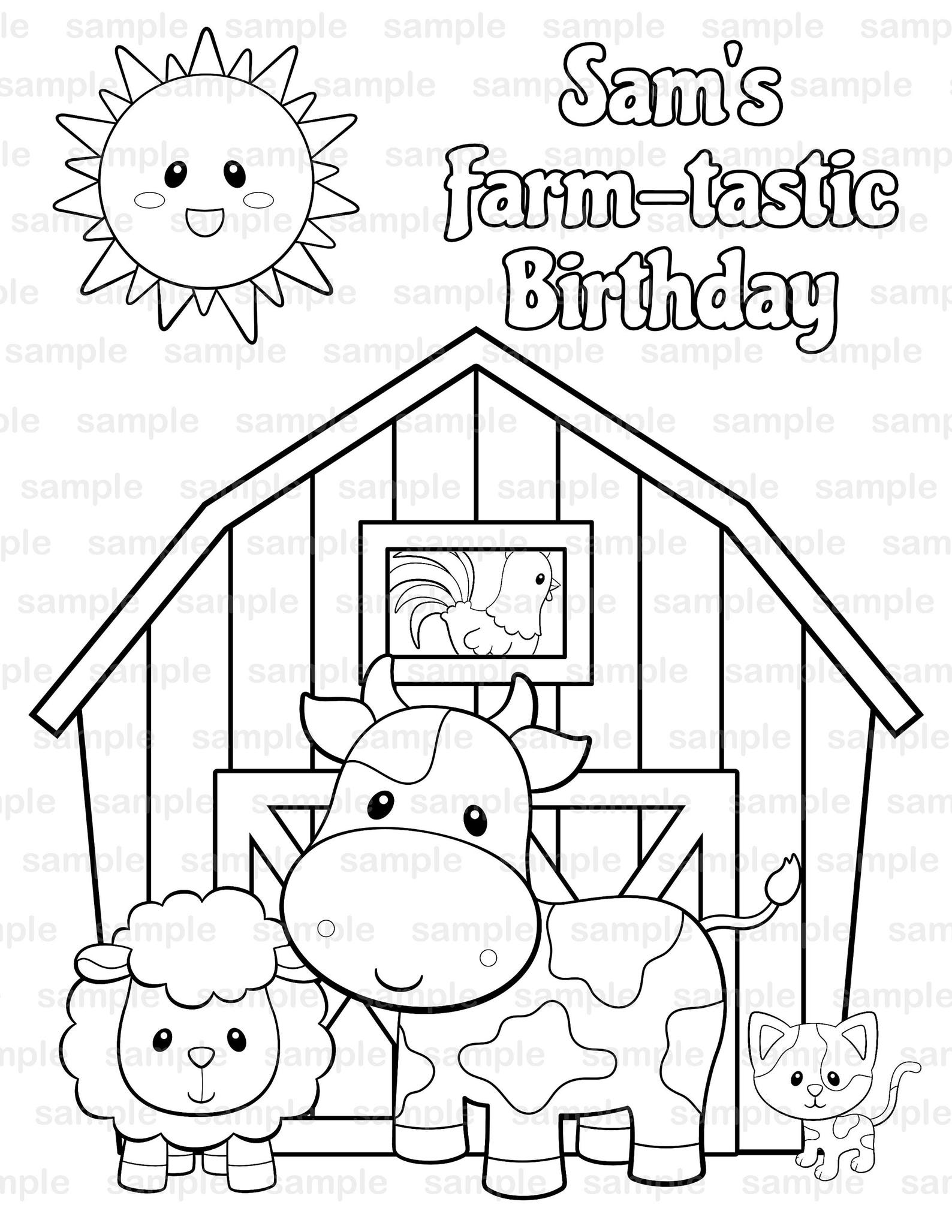 Personalized Printable Farm Birthday Party Favor Childrens Kids ...