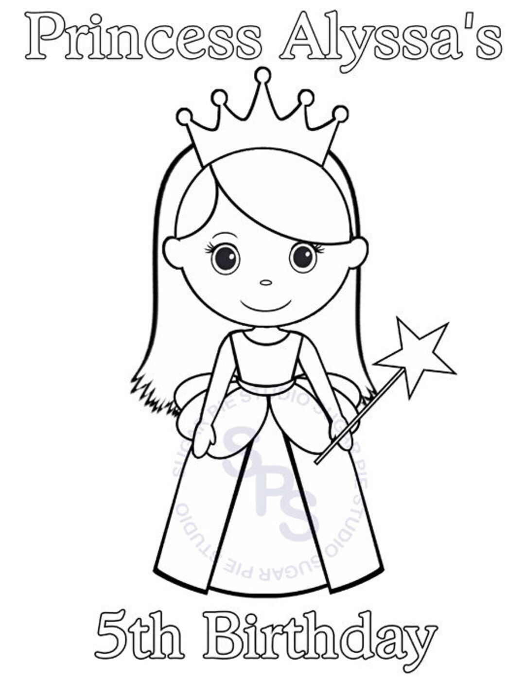 Personalized Princess Coloring Page Birthday Party Favor Colouring ...