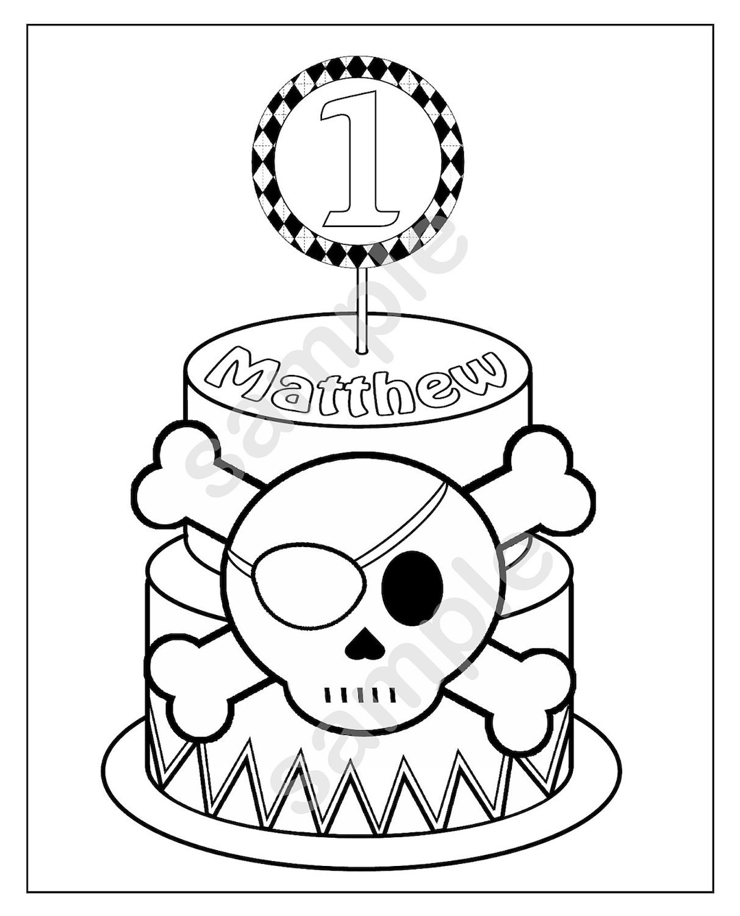 Personalized Pirate Coloring Page Birthday Party Favor Colouring ...