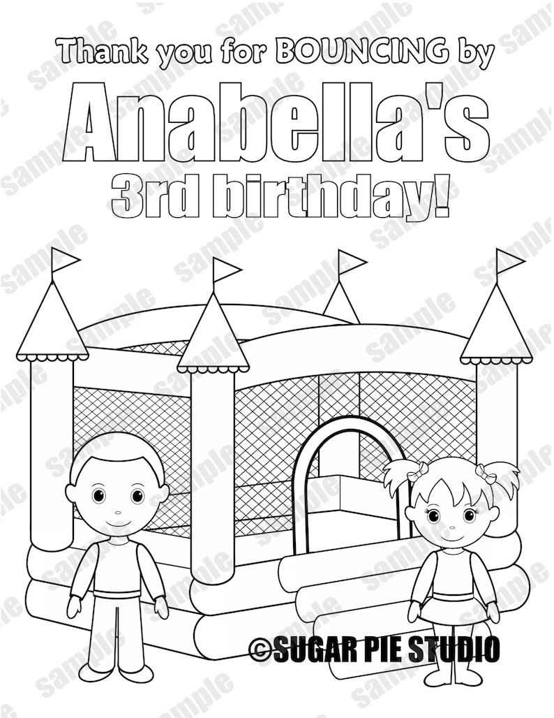 Personalized Bounce House Coloring Page Birthday Party Favor - Etsy