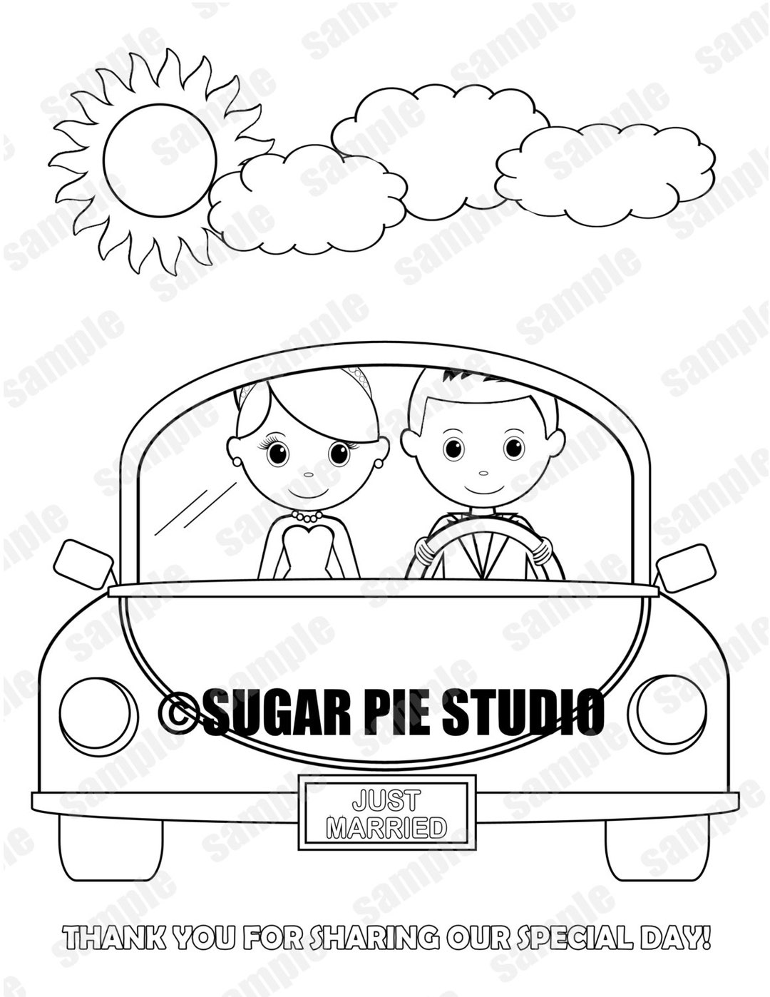 WEDDING COLORING Page - Pages - Kids Table Activity Favor - Colouring ...
