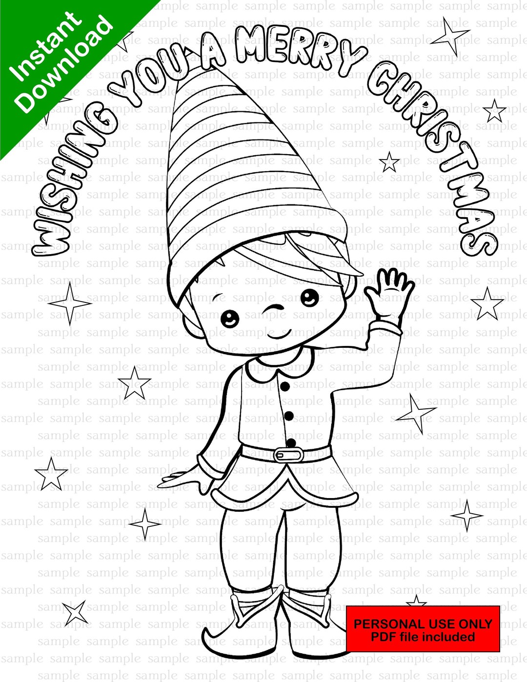Christmas Elves Coloring Page Elf Colouring Sheet Instant Download PDF ...