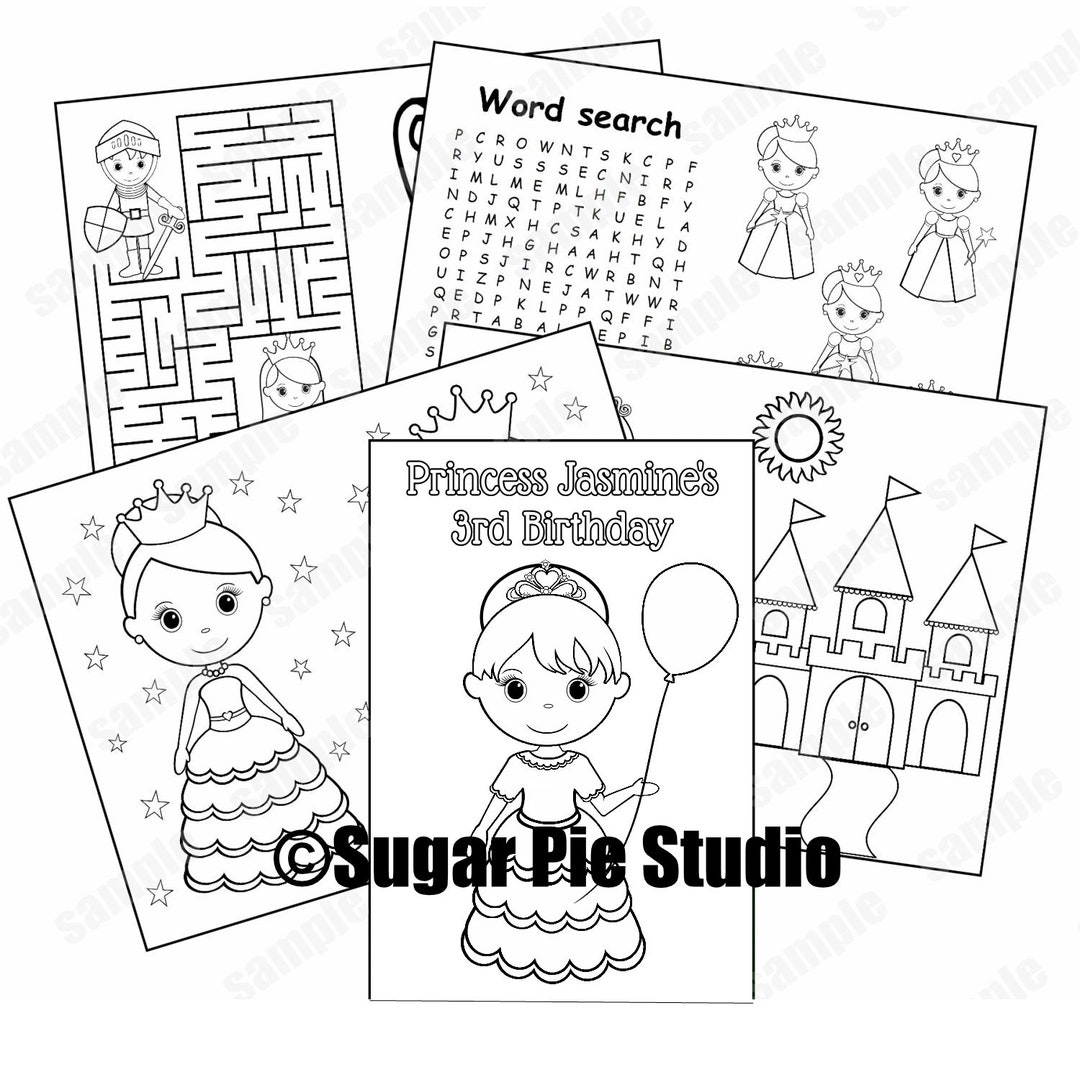 Princess Birthday Party Favor Coloring Book Gift Personalized Printable ...