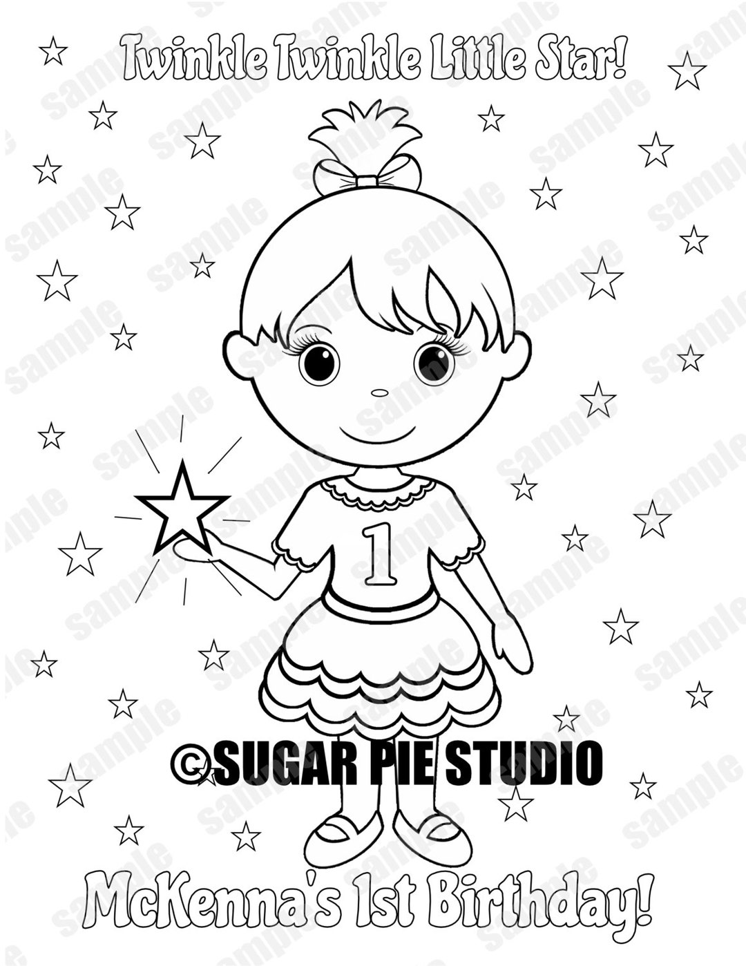 Personalized First Birthday Coloring Page Birthday Party Favor ...