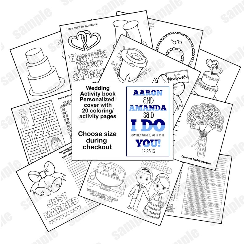 Wedding coloring book activity YOUR WEDDING COLORS Reception | Etsy