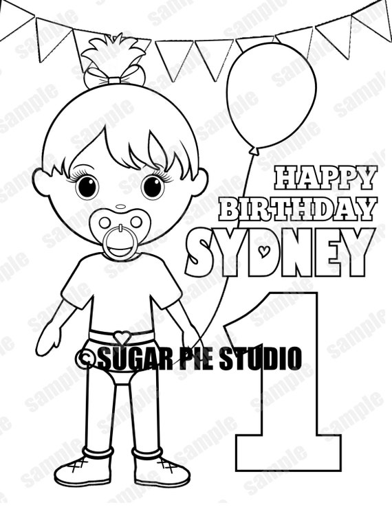First Birthday Coloring Pages First Birthday Party Coloring Page