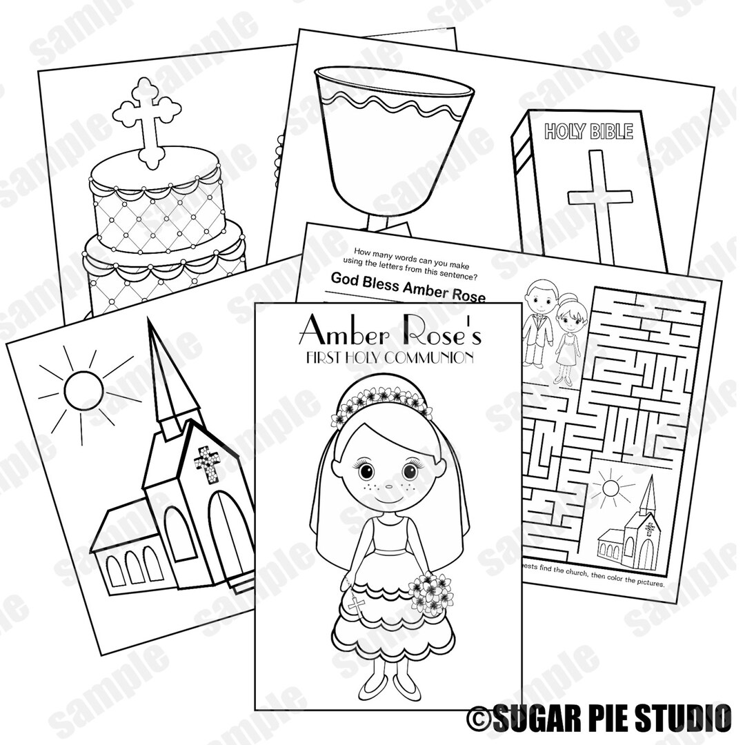 Printable Personalized Custom Communion Favor Kids Coloring Activity ...